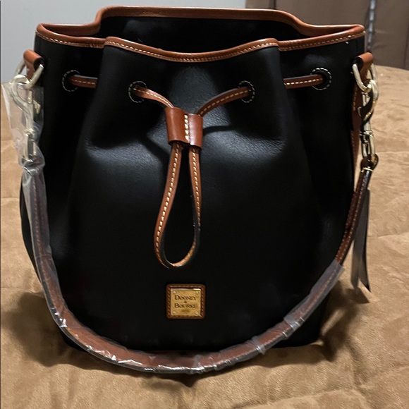 Dooney & Bourke | Bags | New Dooney Bourke Black And Tan Drawstring Bag ...
